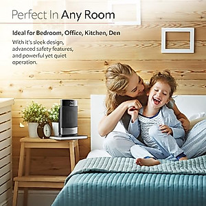 Lasko Ellipse Ceramic Tabletop Heater for Home with Tip-Over Switch, Child Lock, Digital Display, Thermostat, AutoECO Mode, Wide Oscillation, Remote, For Bedroom, Office, Den, 1500W, Black, CD12950