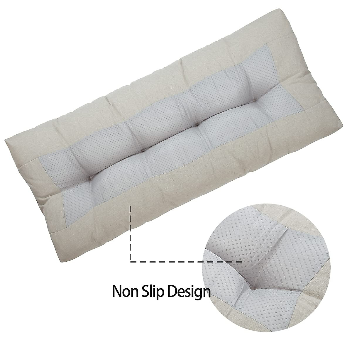 FUNHOME Outdoor Bench Cushion 45 x18 inch with Non-Slip Grips,Waterproof Porch Swing Cushion,Bench Pillow Pads,Tufted Cushions for Patio Garden Furniture,45" Seat Cushions Indoor(Linen Brown)