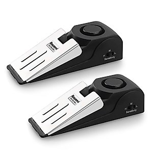 Rosoenvi Door Stop Alarm, Door Stopper with 120DB Security Alarm, Floor Wedge Door Stop Siren, Door Security Devices for Traveling, Apartment, Hotel and Home (Pack of 2)