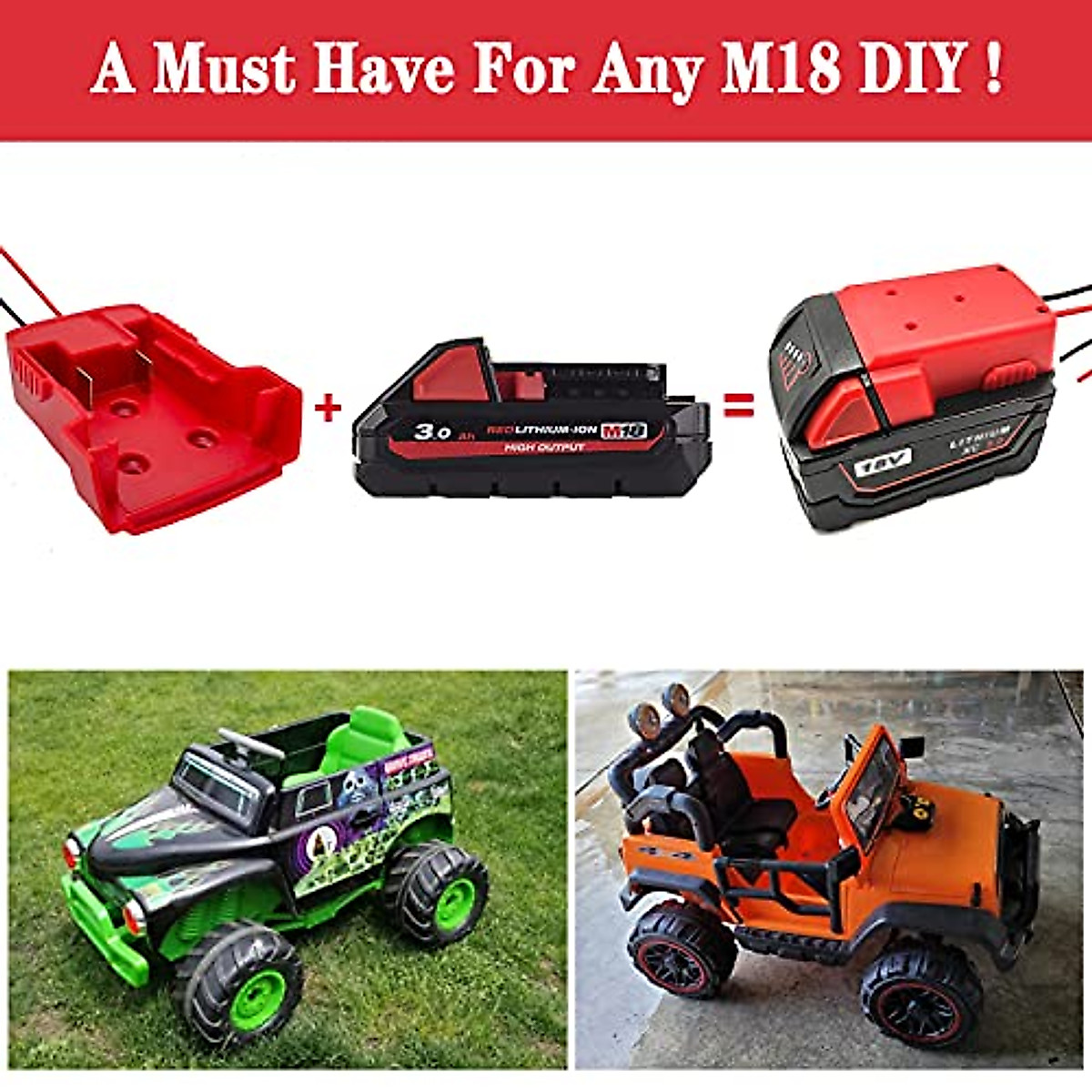 M18 Power Wheels Adapter M18 Battery Adapter for Milwaukee M18 Battery Adapter