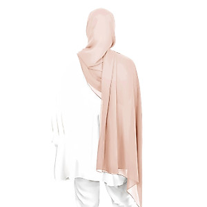 Lina & Lily Solid Color Thick Chiffon Muslim Hijab Long Scarf (Peach)