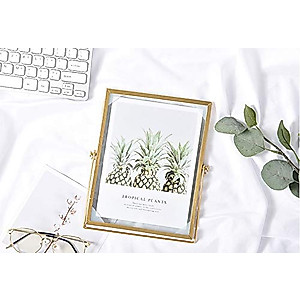 Set of 3 Glass Photo Frame Collection Simple Metal Geometric Vintage Style Antique Gold Picture Frames Gold (Metal01, 3pcs)