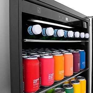 ZLINE 24" Autograph Edition 154 Can Beverage Cooler Fridge with Adjustable Shelves in Stainless Steel with Champagne Bronze Accents (RBVZ-US-24-CB)