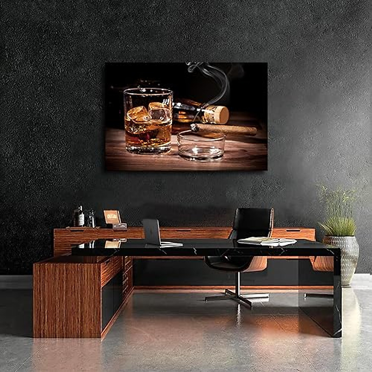 Cigar and Whiskey Glass Poster Art Canvas Painting HD Painting Printing Artwork for Bedroom Wall Home Decoration (Unframed,24×36inch)