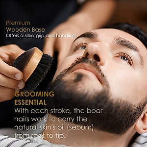Beard Brush, BESTOOL Beard Brush Kit Boar Bristle Beard Brush for Men Wooden Mustache Brush for Daily Grooming Makes a Nice Gift for Men with Beard or Mustache