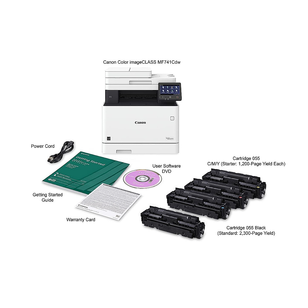 Canon imageCLASS Series Wireless Color All-in-One Laser Printer, Multifunction, Up to 28 ISO ppm, Mobile-Ready, Duplex Compatible with Alexa, Bundle JAWFOAL Printer Cable White