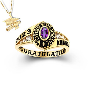 Customized Sterling Silver or 10kt Gold Women’s High School and College Class Ring - Pageantry Collection – MEMENTOS JEWELRY (Sterling Silver Gold Plated)