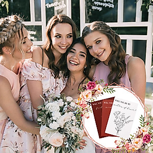 Eaezerav Bridal Shower Games Will You Be My Bridesmaid Cards with Envelopes, 16 Pcs Bride to Be Cards for Wedding Party Proposal (wine red)