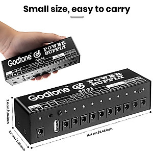 Guitar Pedal Power Supply 10 Way DC Outputs for 9V 12V 18V Effect Pedal with USB(5V2A) Port GD-02