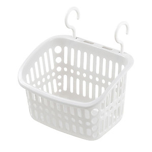 WOHPNLE Plastic Hanging Shower Caddy Basket, Bathroom Organizing Basket with Hook Draining Holes Shower Organizer for Bathroom, Kitchen, Dorm Room(white)