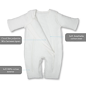 Baby Brezza 2-in-1 Double Zipper Baby Sleepsuit - Unique Swaddle Transition Sleepsuit - Breathable with Mesh Panels - Converts from Sleepsuit to Sleep Vest, 3-6 Months, Cream