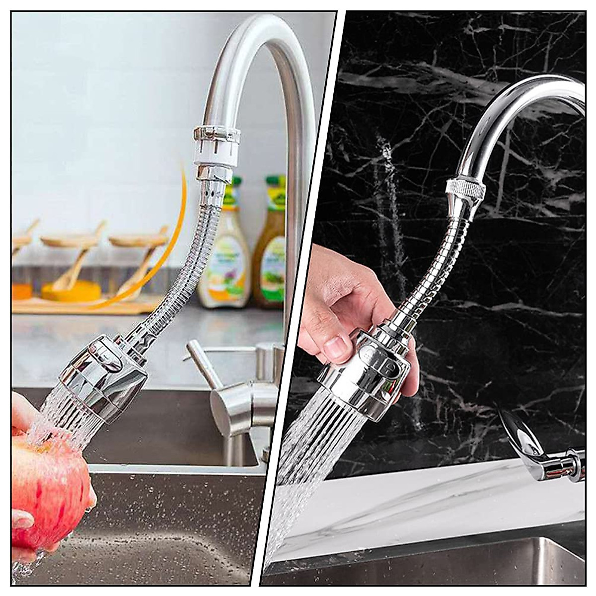 DOITOOL 2pcs Splash Extender sink Sprayer Head Nozzle Kitchen Sink Faucet Aerator Kitchen Bath Fixtures swivel faucet bubble sprayer lengthen Stainless steel small tools to rotate