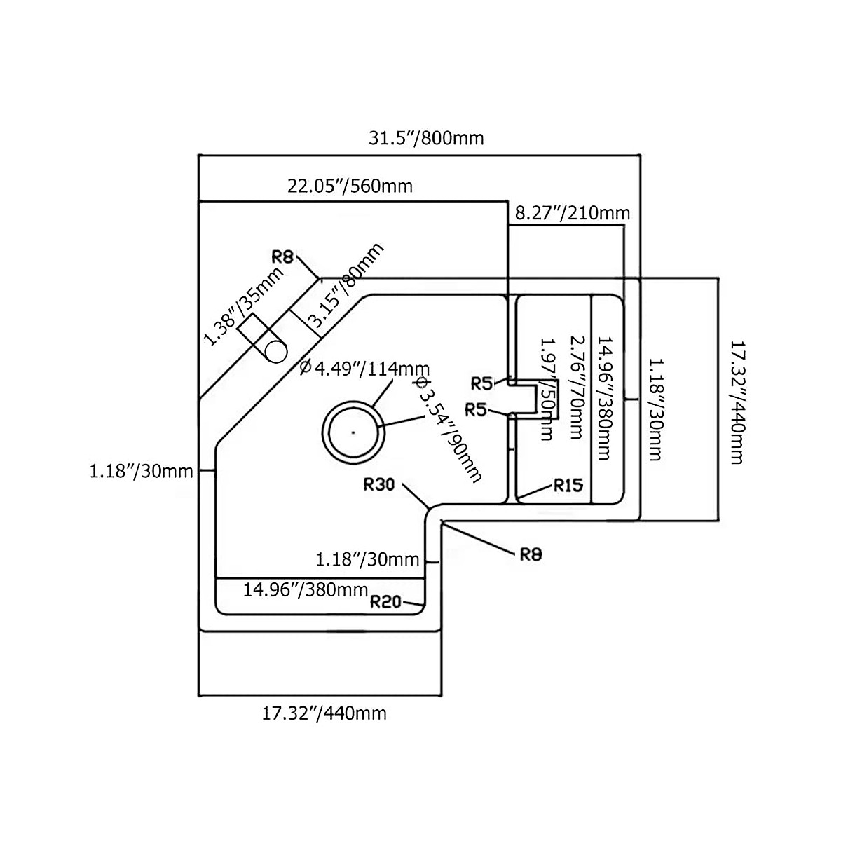 Lovedima Black Drop In Corner Kitchen Sink,32" Single Bowl Quartz Irregular Sink