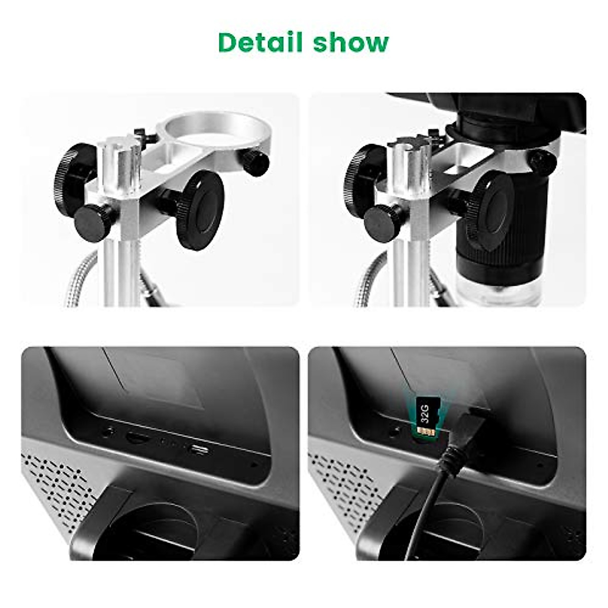 Andonstar AD208 Coin Microscope with 8.5 Inch Screen 260X LCD Lab Handheld USB Digital Microscopes for PCB Repair Soldering Coin Inspection