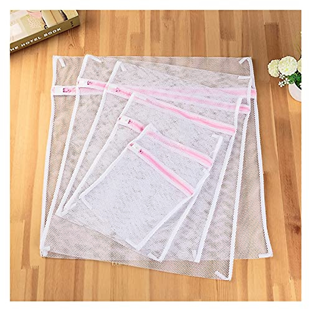 YXXJJ Laundry Ball 5PCS/Set White Coarse Mesh Laundry Bags for Washing Machines Lingerie Laundry Wash Bags Modern PET+PE Polyester Laundry Bag Easy to use (Color : Coarse Mesh Set)
