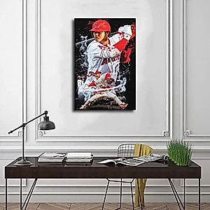 ChicReed Shohei Ohtani Poster Baseball Portrait Art Canvas Bedroom Wall Decor Print Picture Office Dorm Room Decor Gifts Unframe:16x24inch(40x60cm)