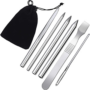 6 Pieces Paracord Stitching Set 6 Sizes Paracord FID Lacing Stitching Needles Paracord Smoothing Tool Lacing Leathercraft Needle for Paracord, Silvery