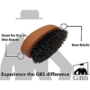 G.B.S Men Beard & Mustache Brush 100% Boar bristle Wooden Handle Brush for Perfect Grooming & Soften Facial Hair Professional Beard Brush for Super-Stylish Beard, Adds Shine