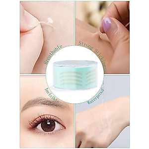 Lorvain 1800 PCS Breathable Eyelid Tape, 3 Rolls Single-sided Eye Stickers Sticky Natural Invisible Double Eyelid Sticker with Y Ford and Tweezers (Slim)