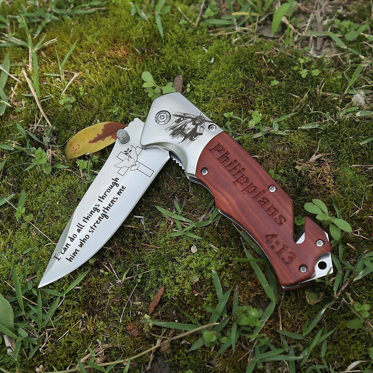 ZJFHTD Religous Christian Stuff Baptism Scripture Pocket Knive,Catholic Jesus Cross Dove Bible Verse Salvation Holy Communion Confirmation Grace Gifts for Men