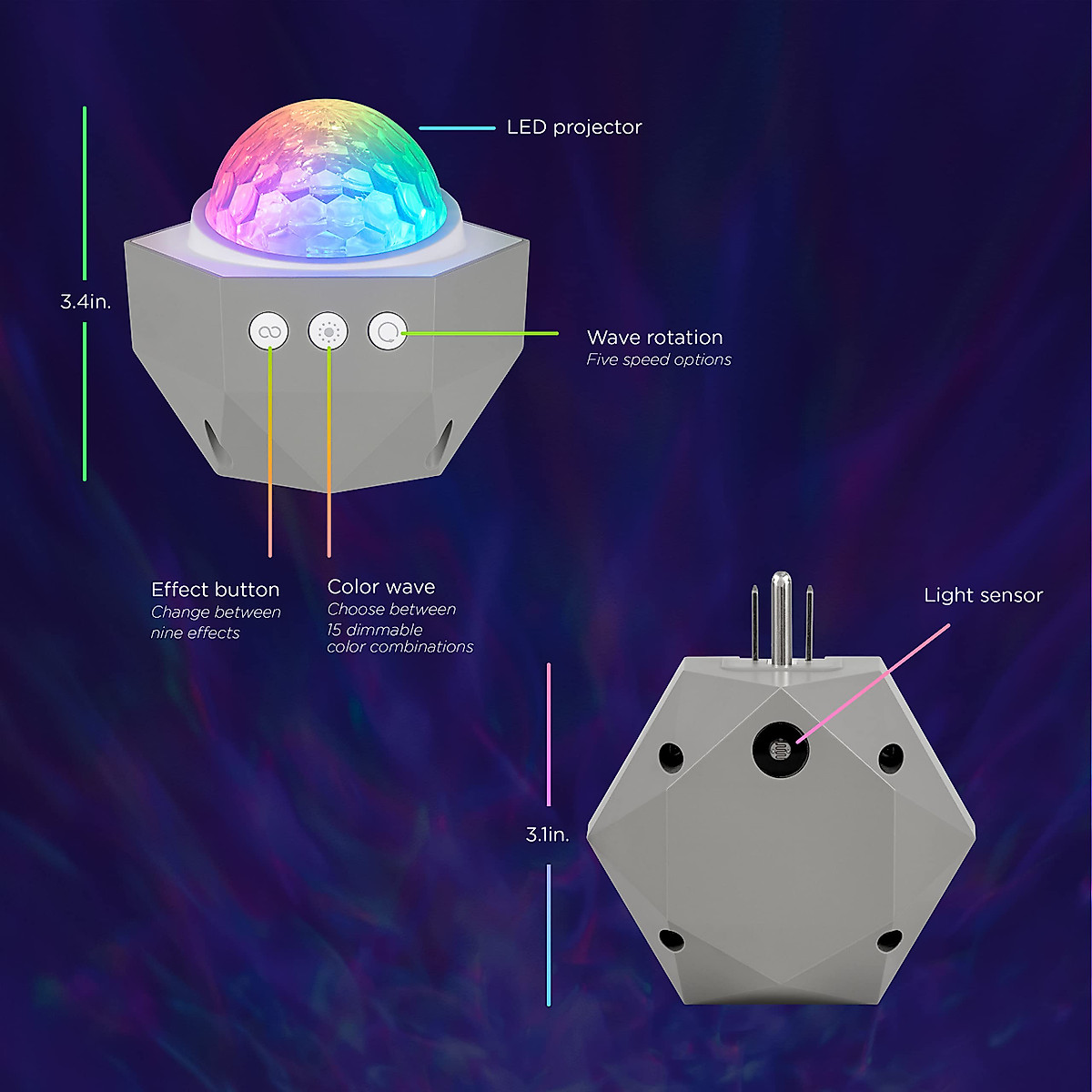 ENBRIGHTEN Galaxy Projector Light, Plug in, Night Light, Galaxy Ceiling Projector, Night Light Projector, Star Galaxy Projector, Galaxy Ceiling Projector for Bedroom, Playroom, and More, 70334-T1