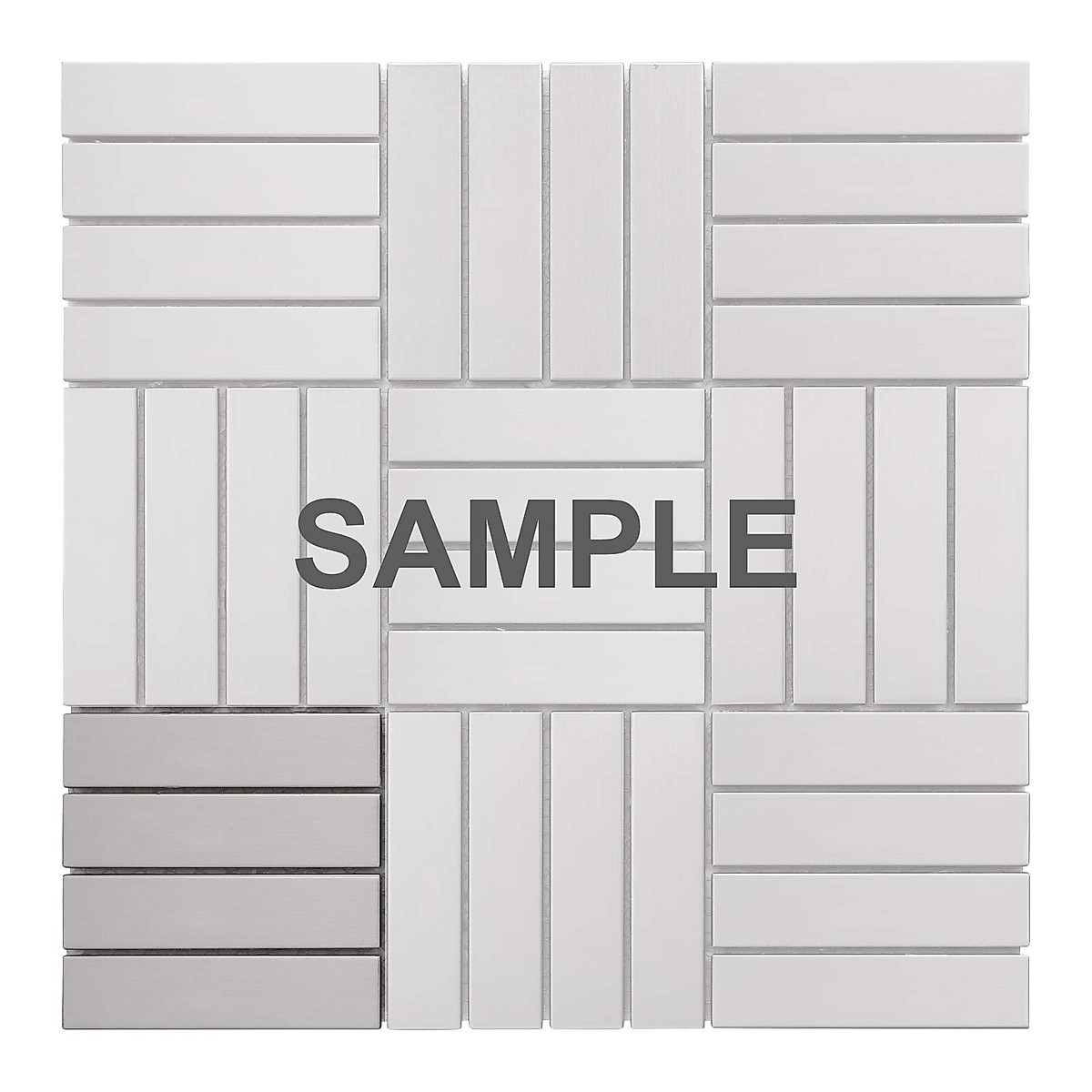 Modket TDH271SS-S Sample Brushed Nickle Stainless Steel Basketweave Parquet Modern Mosaic Tile Backsplash Kitchen Bath Bathroom Shower Interior Wall