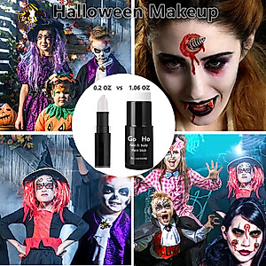 Go Ho Cream-Blendable Clown White Face Paint Stick,Full-coverage Waterproof White Body Paint for Halloween Cosplay Jokester Zombie Vampire Skeleton Clown SFX Makeup,White Eye Black Stick