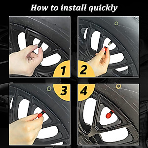 Kewucn Bling Car Tire Valve Stem Caps, 4 Pack Handmade Sparkling Crystal Rhinestone Stem Covers, Dustproof Wheel Tire Valve Caps, Universal Accessories for Car Truck Motorcycle Bike (Orange)