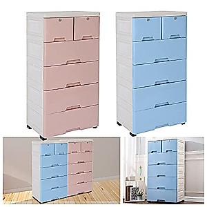 Plastic Drawers Dresser, Blue Multi-Layer Drawer Storage Cabinet, Sorting Storage Cabinet, Closet Organizer Unit for Apartment or Family,19.7"W x 13.8"D x 40" H