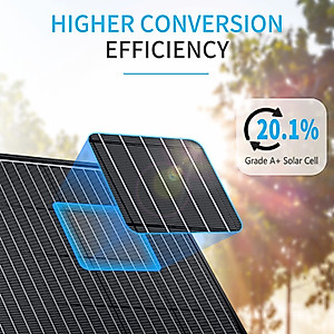 ACOPOWER 200 watt Solar Panels,High Efficiency Black PV Module Power 200W Mono RV Solar Panel for 12 Volt System,RV Marine Boat Cabin and Other Off Grid System