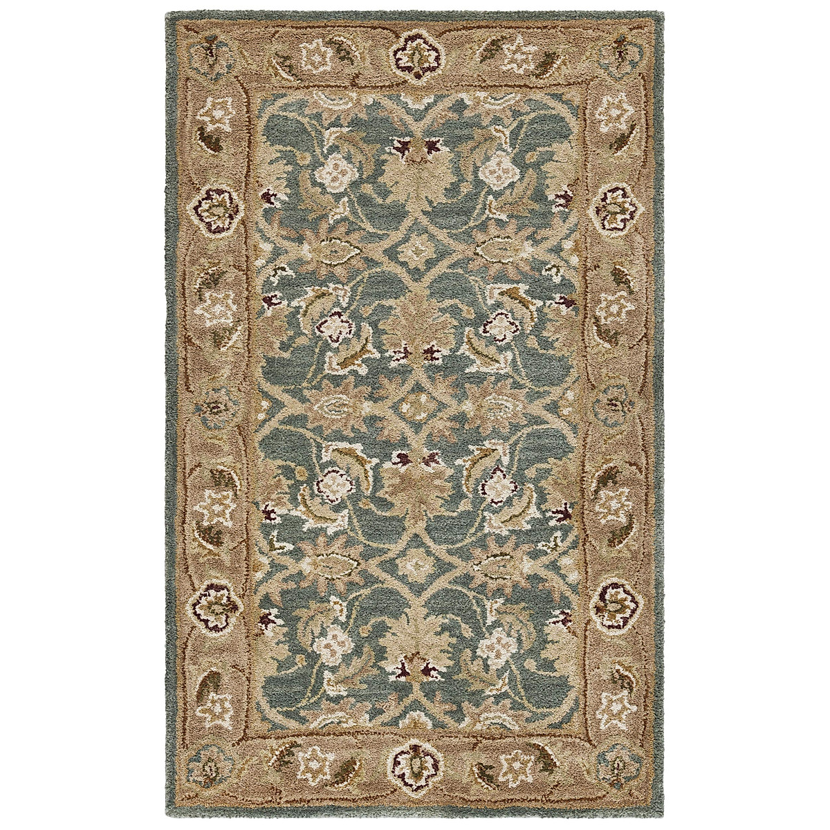 SAFAVIEH Anatolia Collection Area Rug - 6' x 9', Teal Blue & Taupe, Handmade Traditional Oriental Wool, Ideal for High Traffic Areas in Living Room, Bedroom (AN549B)