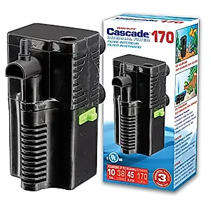 Penn-Plax Cascade 170 Fully Submersible Internal Filter – Provides Physical and Biological Filtration for Freshwater Aquariums, Nano Tanks, Turtle Tanks, and Terrariums