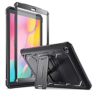 Fintie Shockproof Case for Samsung Galaxy Tab A 10.1 2019 Model SM-T510 / T515 / T517, Tuatara Rugged Unibody Hybrid Full Protective Bumper Kickstand Cover with Built-in Screen Protector, Black