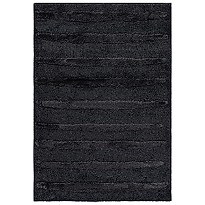 SAFAVIEH Hi-Lo Shag Collection Area Rug - 8' x 10', Charcoal, Modern Stripe Textured Design, Non-Shedding & Easy Care, 1.6-inch Thick Ideal for High Traffic Areas in Living Room, Bedroom (HLS202H)
