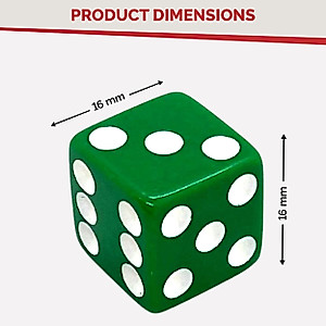 MR CHIPS D6 Standard 16 mm Opaque Dice with Pip Dots - 50 Pack - Green