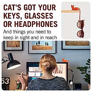 Monkey Business Ginger The Cat Tail Hook for Computer Screen, Desk Headphone Hanger, fits Any Tight Spaces, Hang Keys, Accessories in Easy Reach