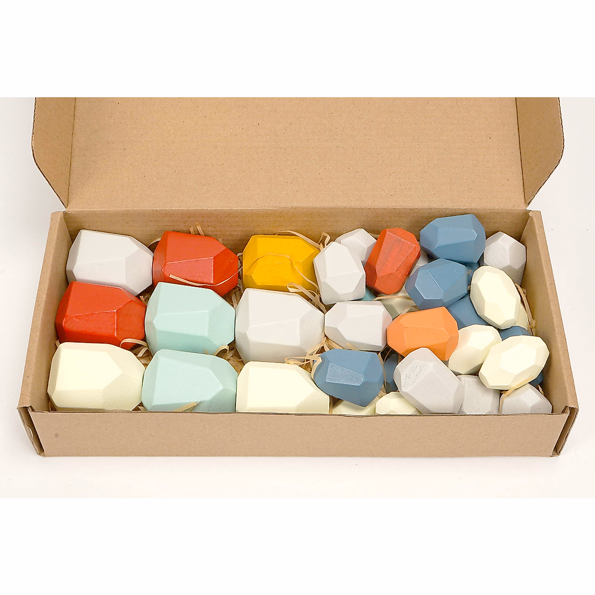 moderngenic Wooden Balancing Stacking Stones, 36pcs Wood Rocks, Building Blocks Set, Sorting and Stacking Games, Lightweight Natural Colorful Toys, Preschool Learning Educational Puzzle Toy