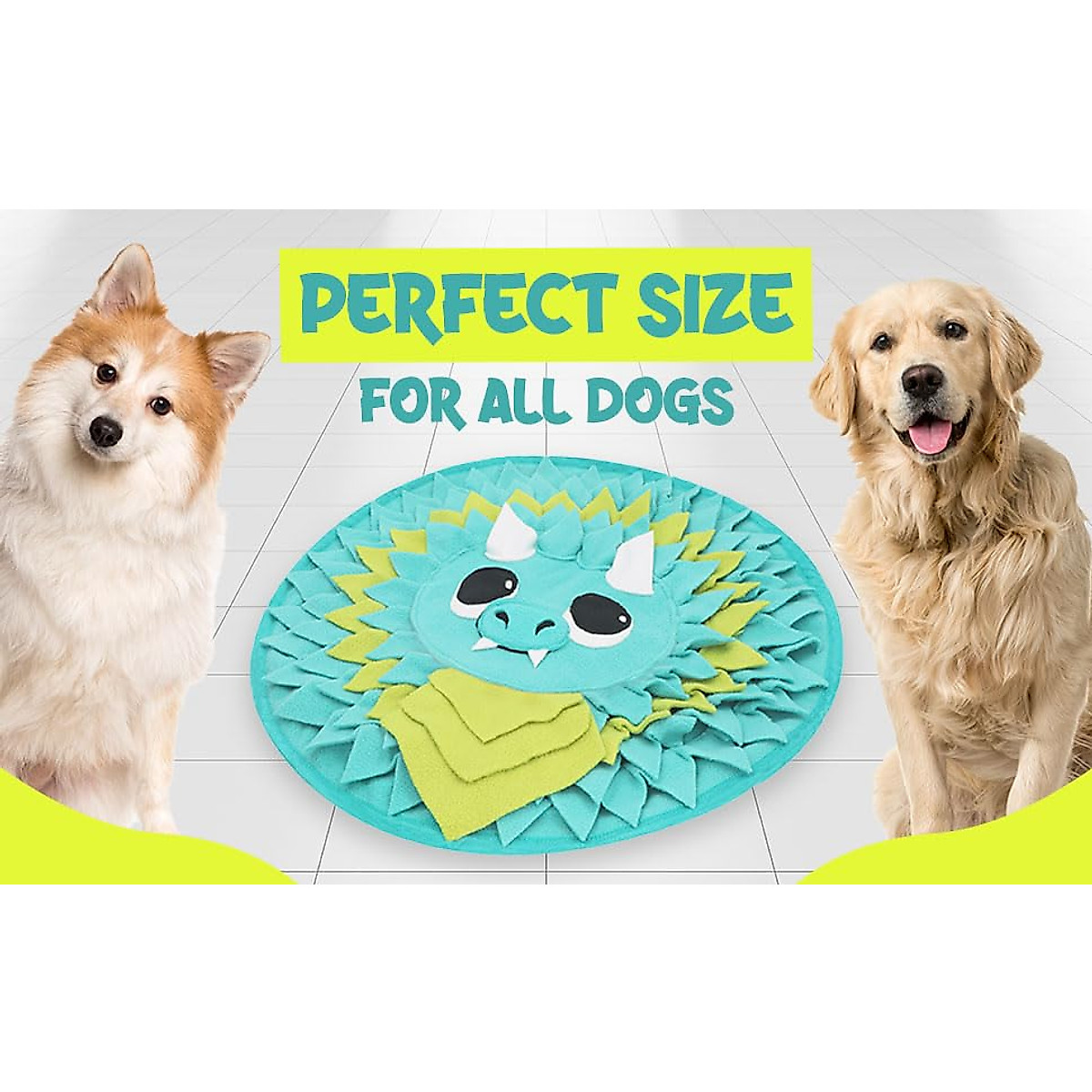 18” Dragon Dog Sniffing Mat - Easy to Clean Fleece Snuffle Mat for Dogs Small - Interactive Dog Toys for Bonding & Fun - Durable Snuffle Mat for Dogs Large Breed - Round Play Mat for Brain Exercise