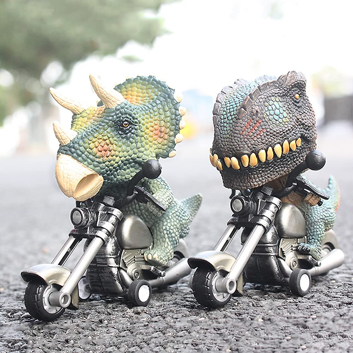 4PCS Friction Powered Inertia Animal Motorcycle Toy Vehicles Gifts for Kids Boys Age 3,4,5,6,7,8,9 Shark Toy Car + Special Rhino Toy + Dinosaur Motorcycle Game T-Rex and Triceratops Monster Dino Toys