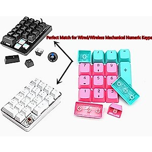 17 Keys Numeric Keypad Numpad Key Cap Number Pad PBT Doubleshot Backlit Keycaps OEM Height ANSI Layout for Cherry MX Switch Gaming 60% 87 104 108 Mechanical Keyboard (Miami NO.1)