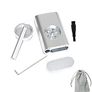 MIFAVOR Portable Herb Grinder Spice Box Mini Metal Travel Kit with Magnetic Lid for Seasoning Storage (Mini, Silver)