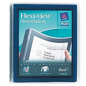 Avery Flexi-View 3 Ring Binder, 1 Inch Round Rings, 1 Navy Blue Binder (17685)