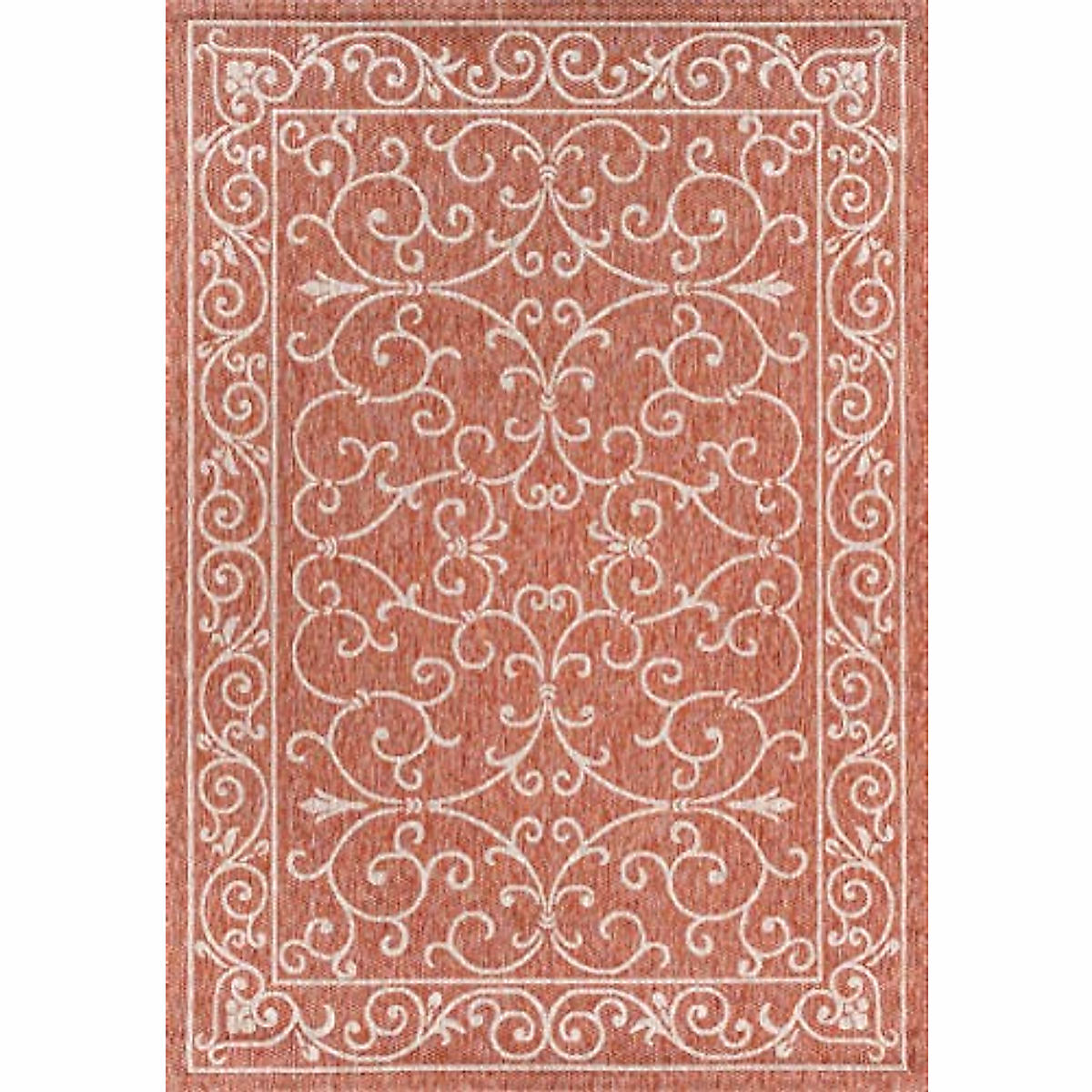 JONATHAN Y Charleston Vintage Filigree Textured Weave Indoor/Outdoor Red/Beige 8 ft. x 10 ft. Area-Rug, Classic,Easy-Cleaning,HighTraffic,LivingRoom,Backyard, Non Shedding (SMB106B-8)