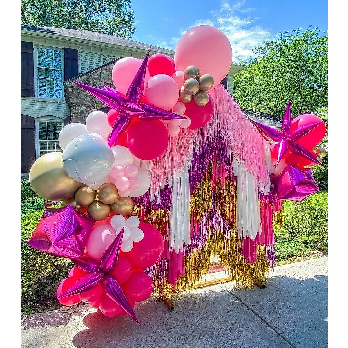 50 Pcs Hot Pink Foil Cone Star Balloons Big 26 inch Pink Explosion Star Mylar Balloons 12 Point 3D Starburst Star Balloons for Party Supplies Christmas Birthday Wedding Decorations Party Supplies