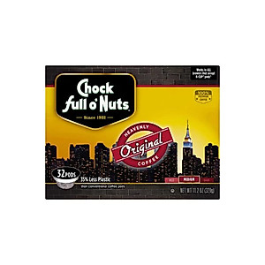 Chock Full o’Nuts Original, K-Cup Compatible Pods - Arabica Coffee in Eco-Friendly Keurig-Compatible Single Serve Cups (11.2 Ounce (Pack of 2))