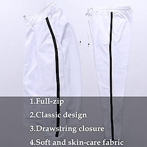 MACHLAB Men's Activewear Full Zip Warm Tracksuit Sports Set Casual Sweat Suit White S