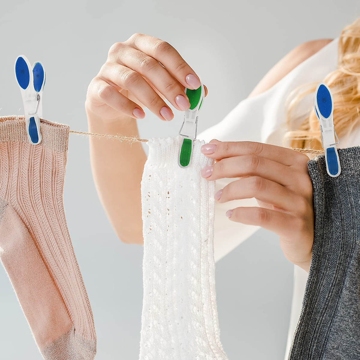 Meadow Lane Heavy Duty Plastic Clothespins, 1-Pack (24 Pins), Durable Outdoor Clothes Pins for Air-Drying, Multipurpose for Laundry, Crafts, Organizing, and More