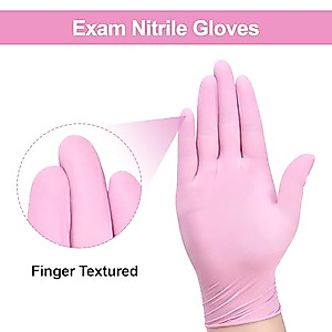 SwiftGrip Pink Disposable Gloves, Medical exam Gloves Disposable Latex Free, Gloves for Cleaning & Esthetician, Pink Rubber Gloves, Pink Cleaning Gloves, Powder-Free, 100-ct Box (XL)