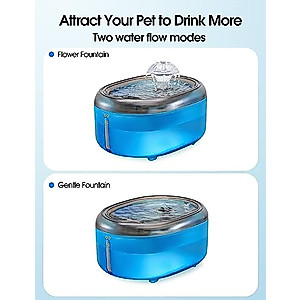 Olelica Cat Water Fountain, 71fl oz/2.1L Ultra Quiet Dog Dispenser, Automatic Pet Fountain for Cats Inside, Dispenser with 1 Replacement Filter Dogs Multiple Pets (Blue)