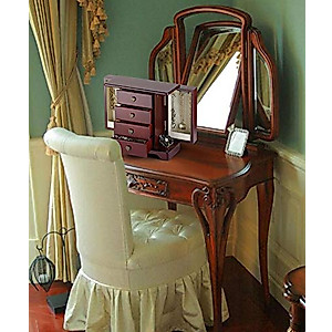 RR ROUND RICH DESIGN Jewelry Box - Made of Solid Wood with Cabinet Type 4 Drawers Organizer and 2 Doors on Sides - Dark Brown